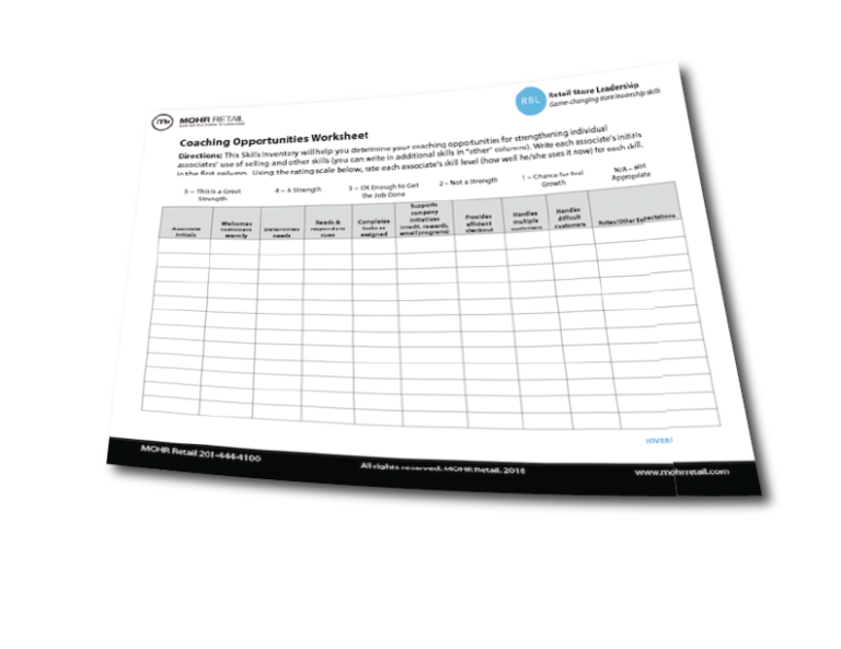 Coaching Worksheet for Retail Store Managers | MOHR Retail